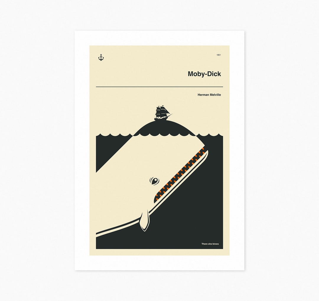 Moby Dick Giclée Fine Art Print Minimalist Book Cover 8x10 12x16 16x20