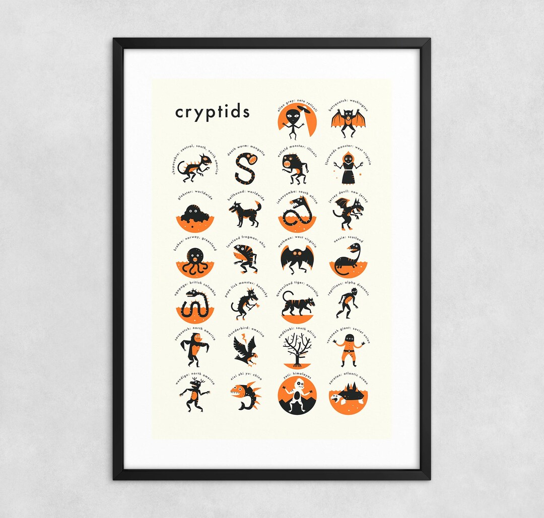 CRYPTIDS A-Z (giclée Fine Art Print on Paper or Canvas) Cryptozoology Pop Art by Jazzberry Blue ...