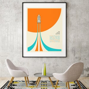 SPACE SHUTTLE giclée Fine Art Print Minimalist NASA Pop Art 8x10 12x16 ...