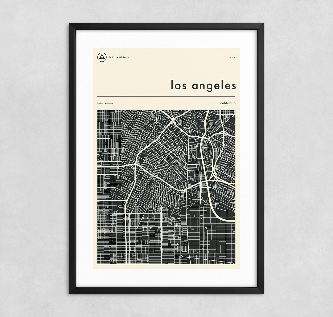LOS ANGELES MAP (giclée Fine Art Print) Minimalist City Street Map ...
