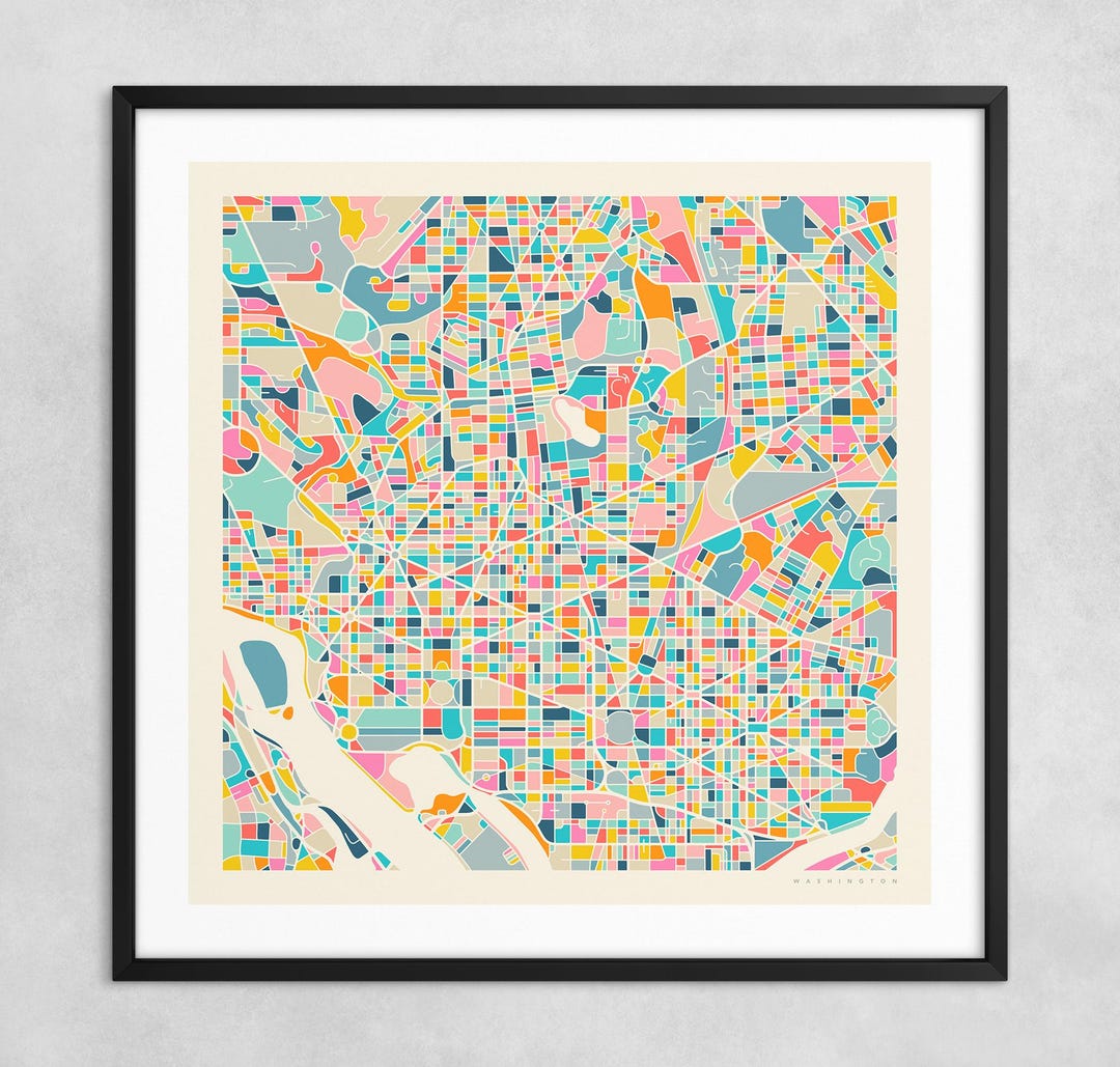 WASHINGTON DC MAP (giclée Fine Art Print on Paper or Canvas) Modern ...