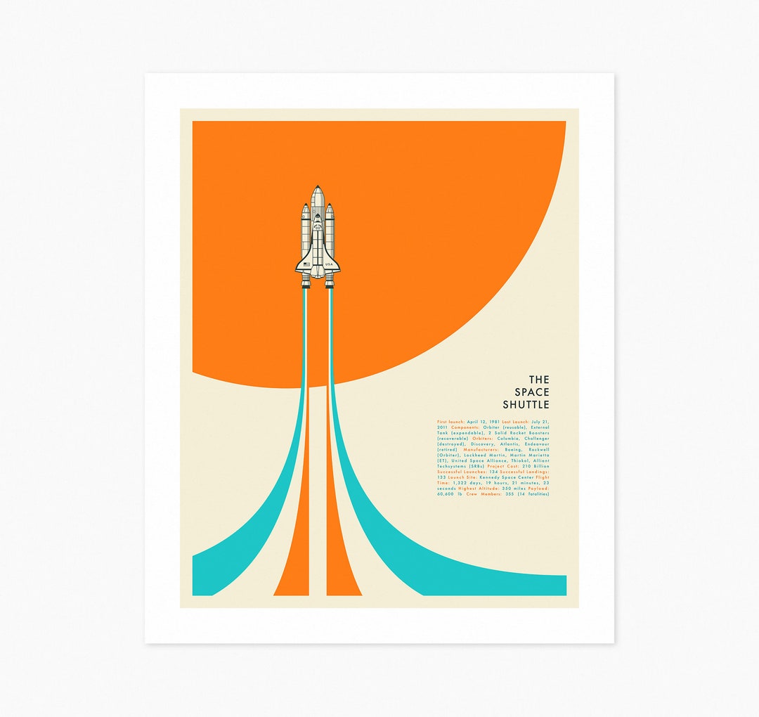SPACE SHUTTLE giclée Fine Art Print Minimalist NASA Pop Art 8x10 12x16 ...