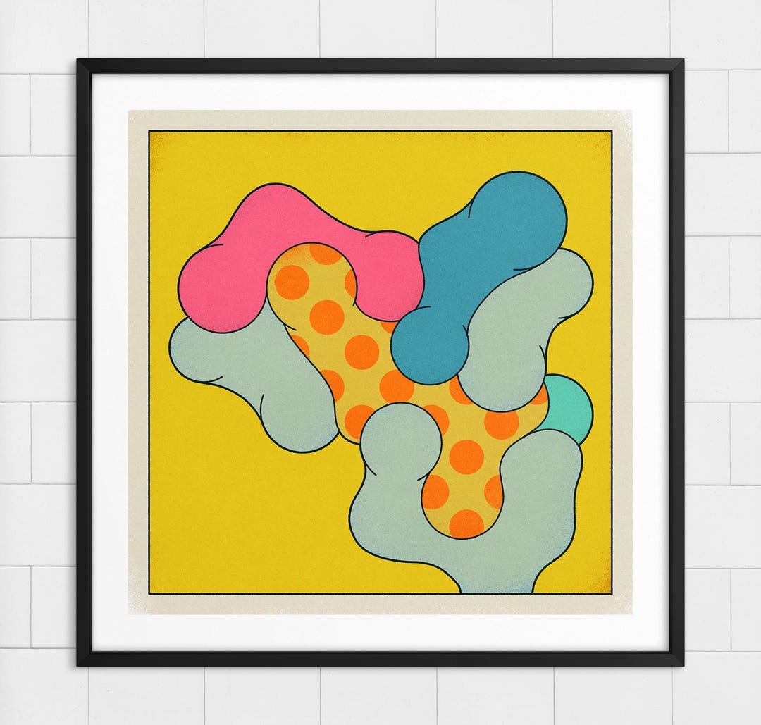 CLUMP (giclée Fine Art Print on Paper or Canvas) Retro Geometric ...