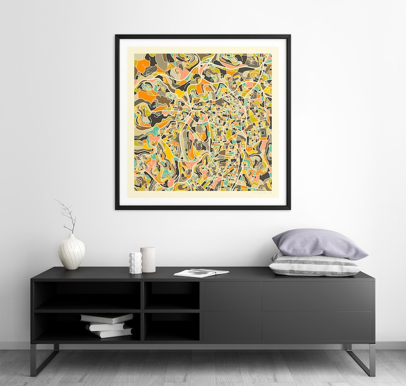 JERUSALEM MAP (giclée Fine Art Print) Minimalist City Street Map ...