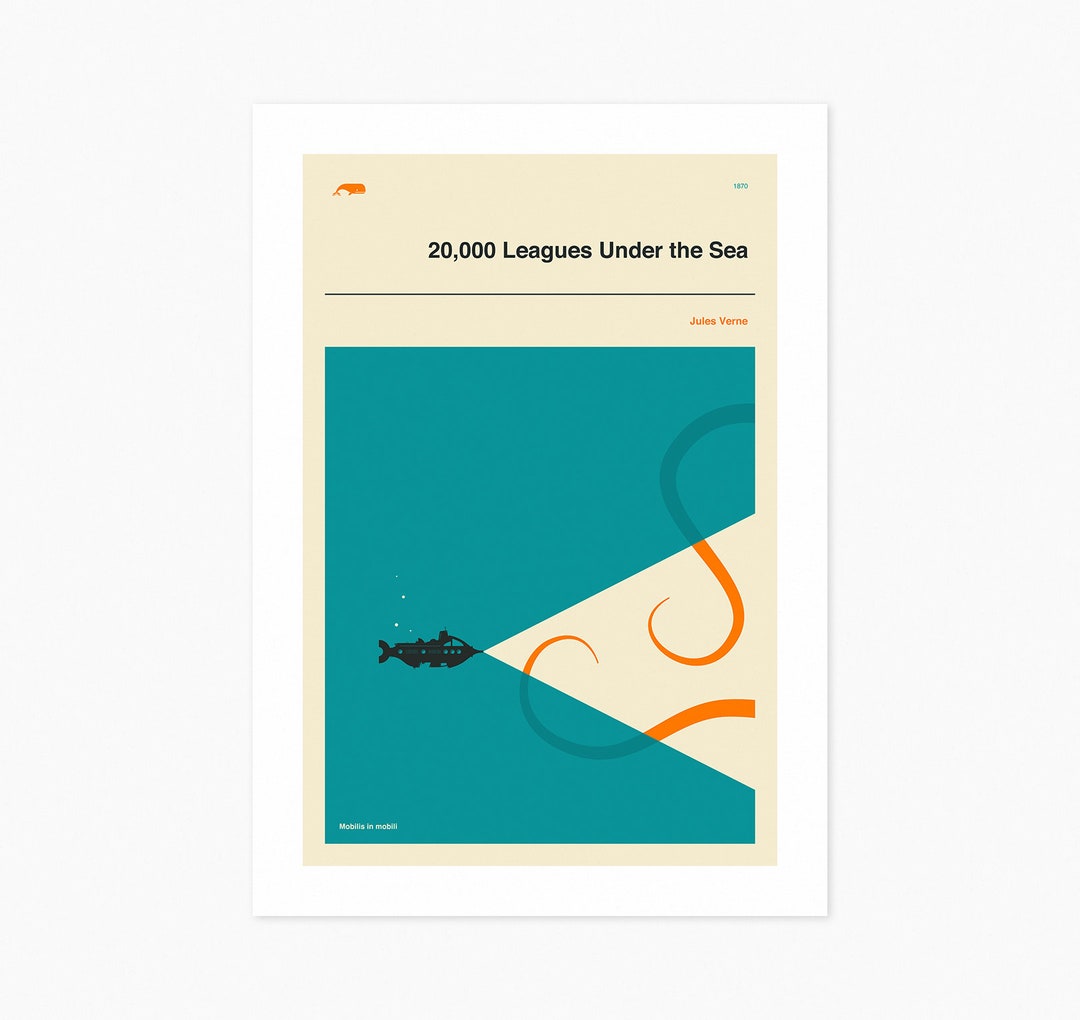20 000 Leagues Under The Sea Giclée Fine Art Print Minimalist Book