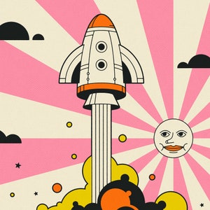 EXPLORE giclée Fine Art Print Space Travel Pop Art 8x10 12x16 16x20 ...