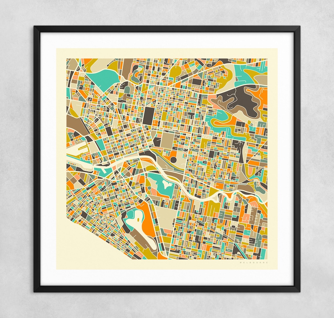 MELBOURNE MAP (giclée Fine Art Print on Paper or Canvas) Minimalist ...