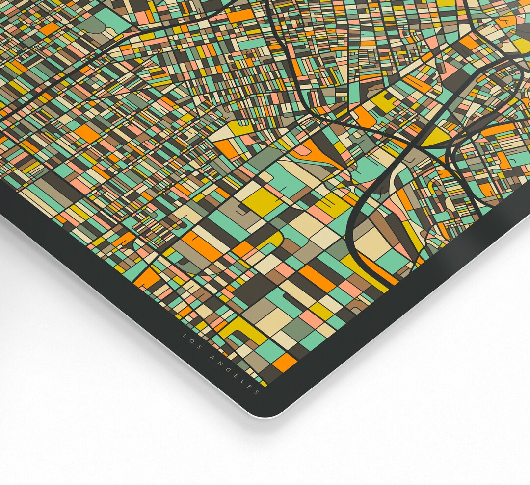 MAPA DE LOS ÁNGELES impresión metálica lista para colgar Mapa de calles ...