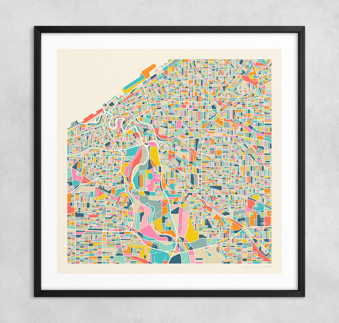 CLEVELAND MAP (giclée Fine Art Print on Paper or Canvas) Modern City ...