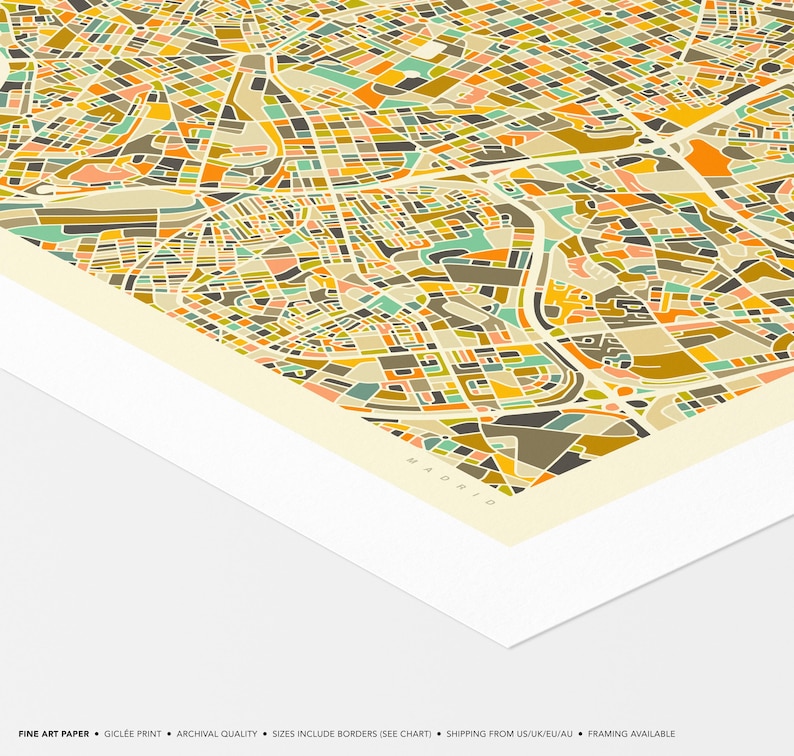 MADRID MAP (giclée Fine Art Print) Minimalist City Street Map (series 1 ...
