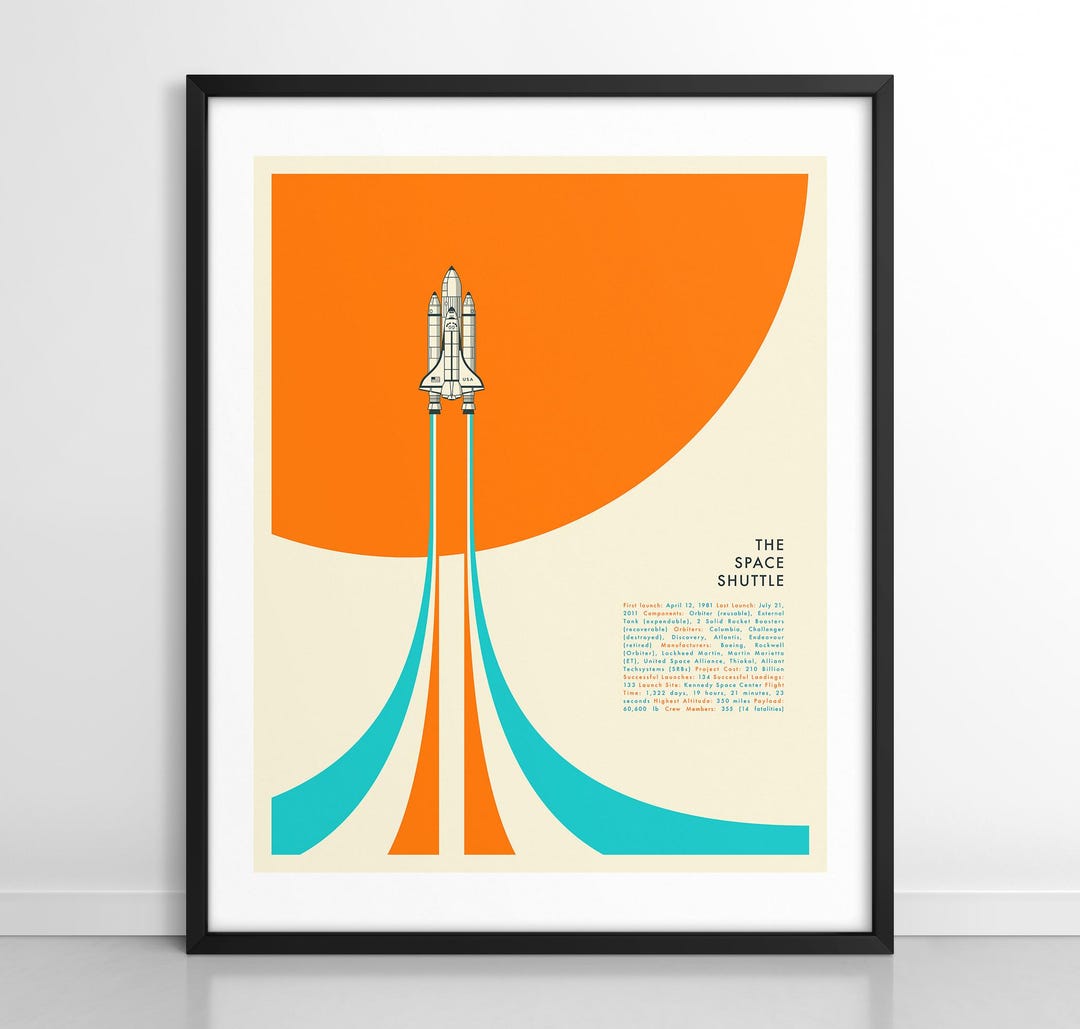 SPACE SHUTTLE (giclée Fine Art Print on Paper or Canvas) Minimalist ...