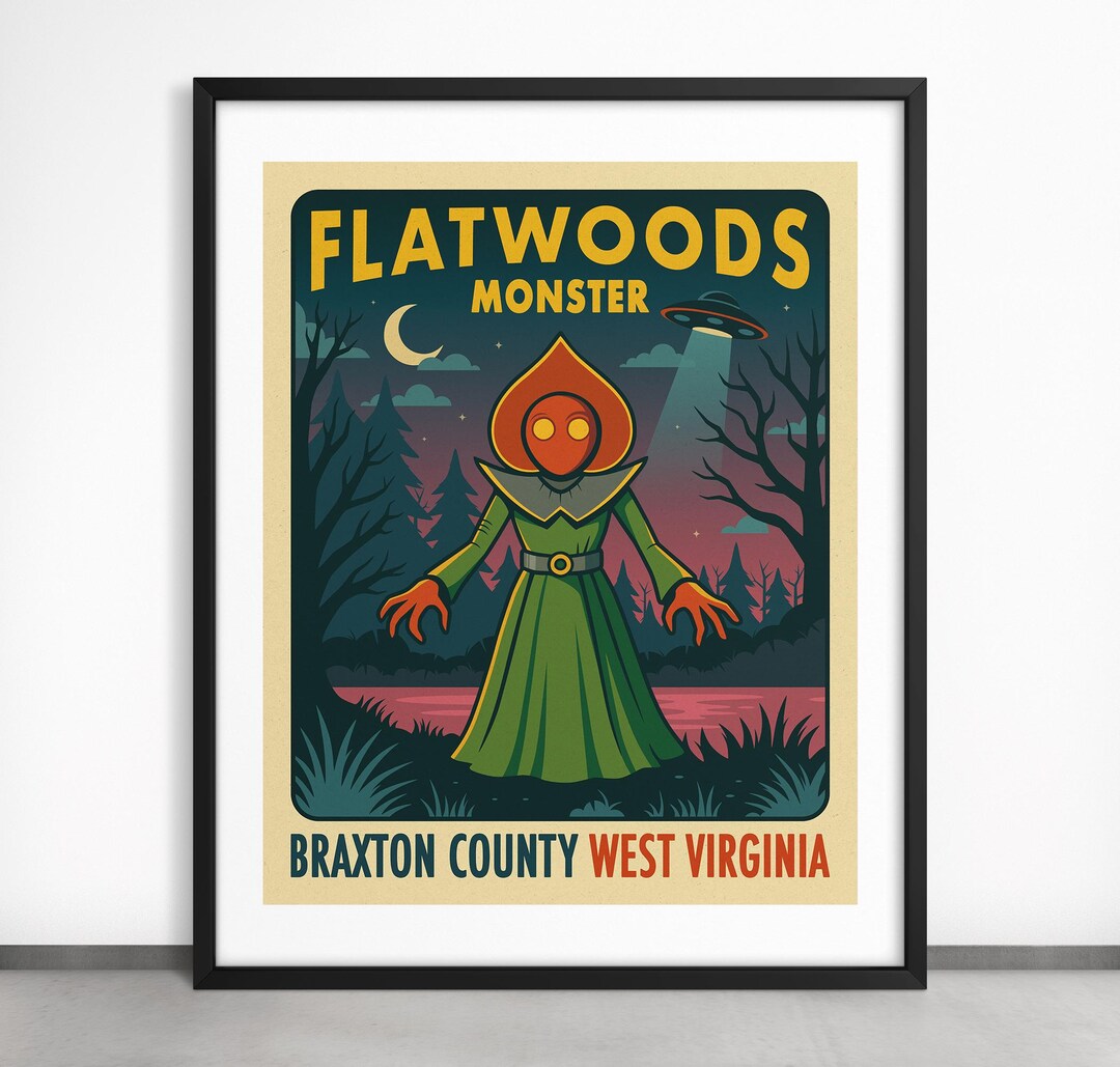FLATWOODS MONSTER (giclée Fine Art Print on Paper or Canvas) West Virginian Paranormal Cryptid ...