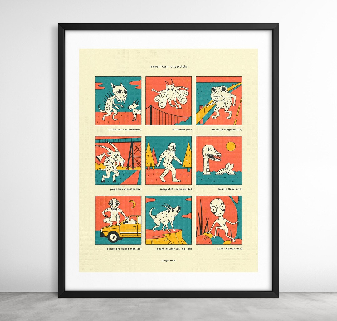 AMERICAN CRYPTIDS #1 (giclée Fine Art Print on Paper or Canvas) Cryptozoology Pop Art Poster by ...