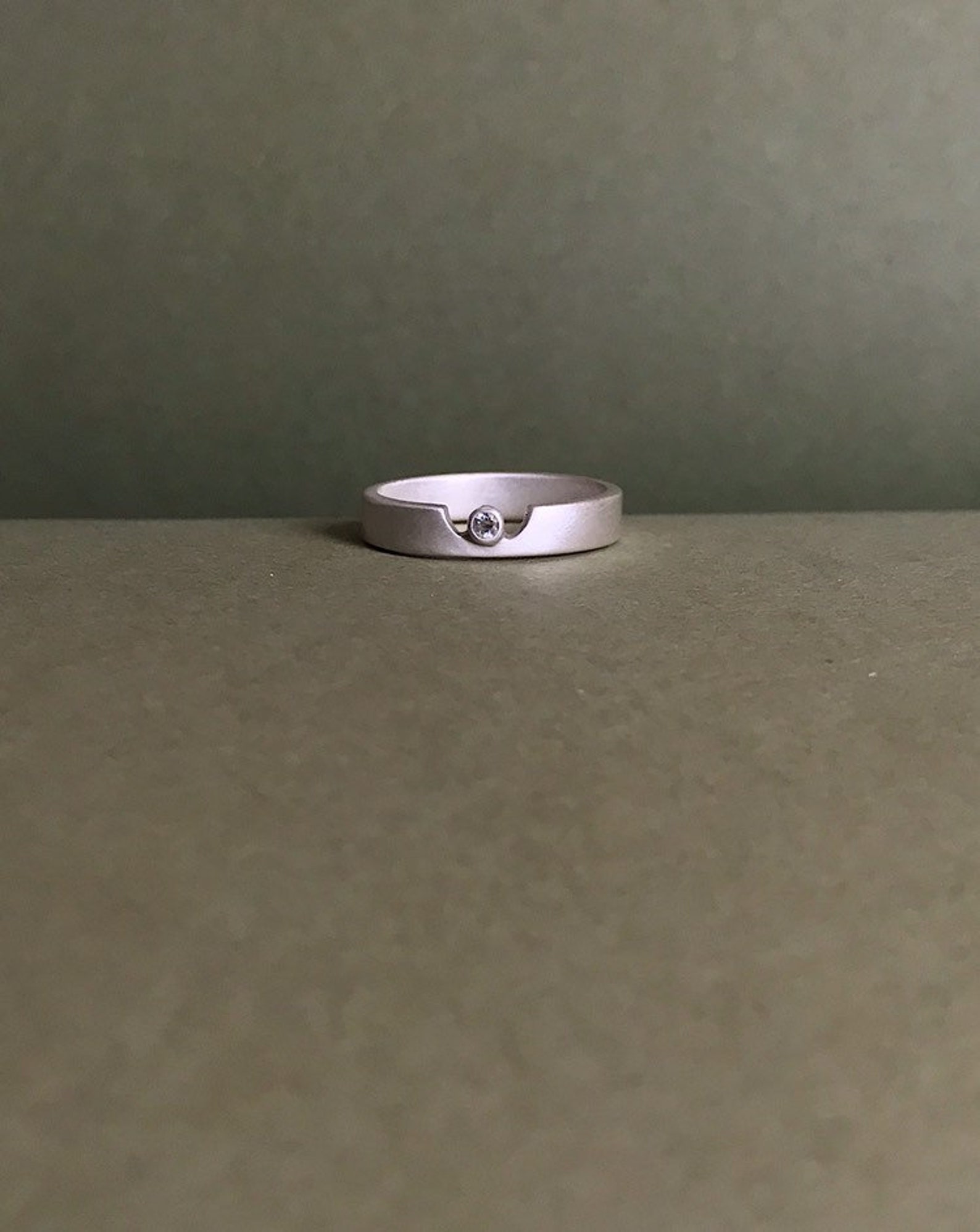 Custom Moissanite Crater Cutout Band Handcrafted in Sterling Silver or ...