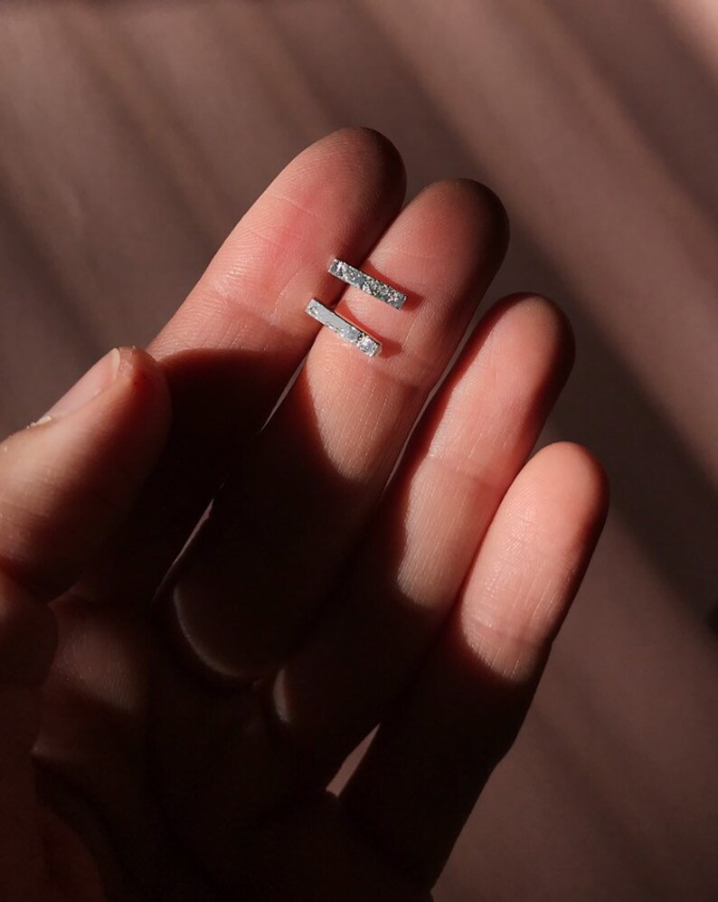 Short Terrain Bar Studs | Minimal, Versatile Post Back Earrings Full of ...