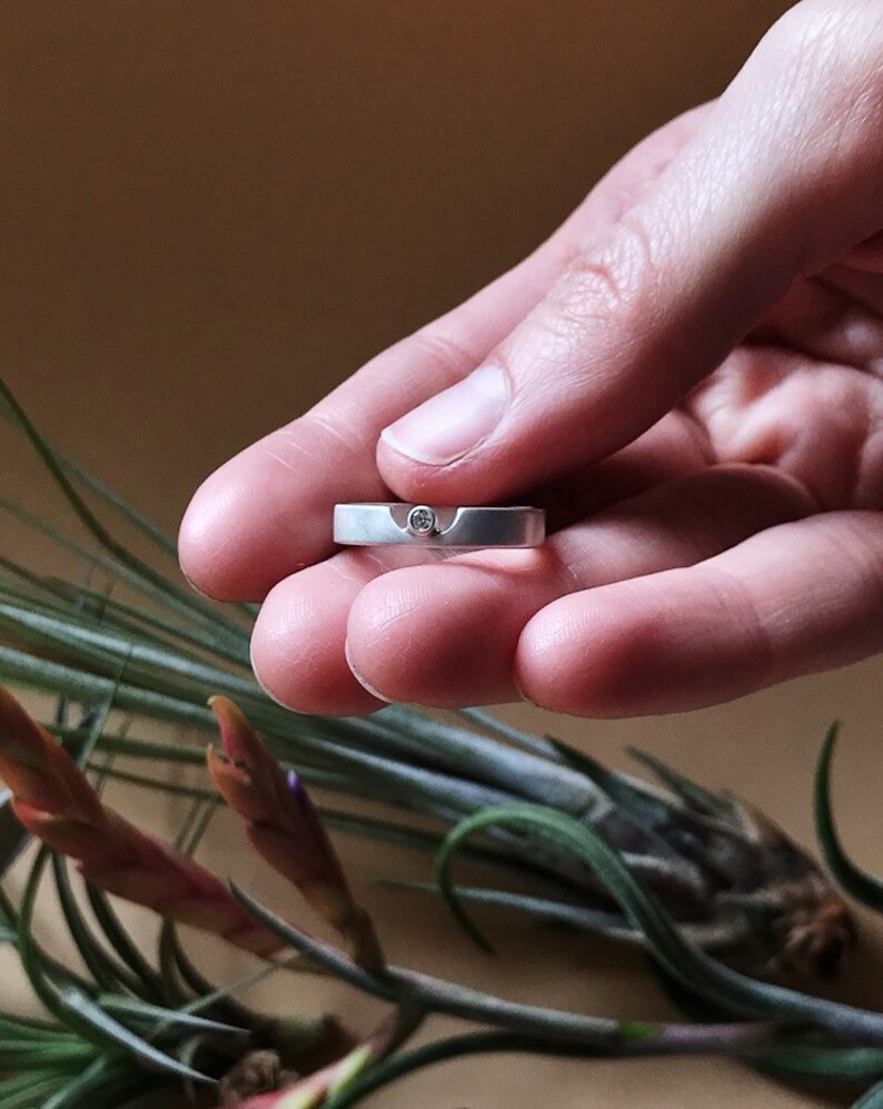 Custom Moissanite Crater Cutout Band Handcrafted in Sterling Silver or ...