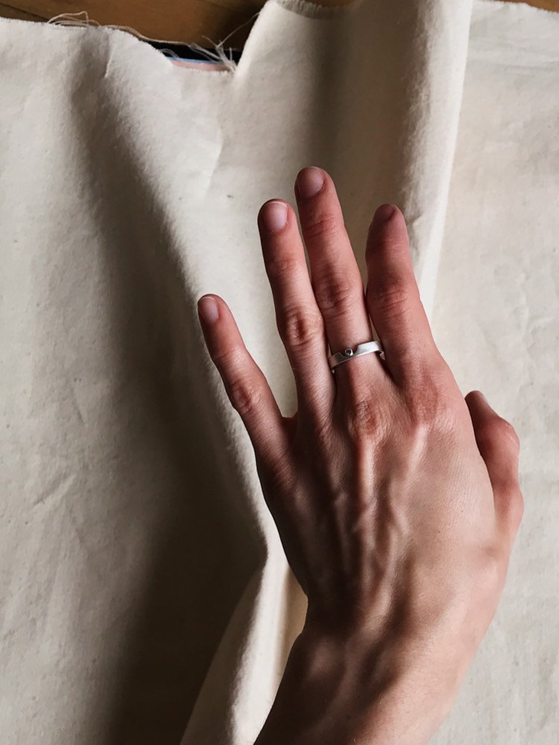 Custom Moissanite Crater Cutout Band Handcrafted in Sterling Silver or ...