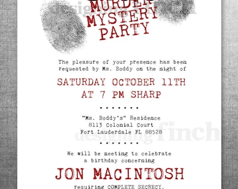 Clue Birthday Invitation, Murder Mystery Party, Customizable, Printable ...