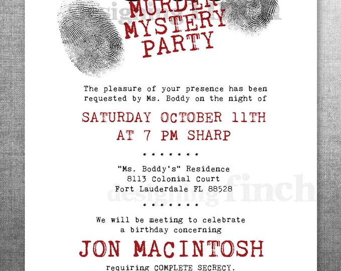 Clue Birthday Invitation, Murder Mystery Party, Customizable, Printable ...