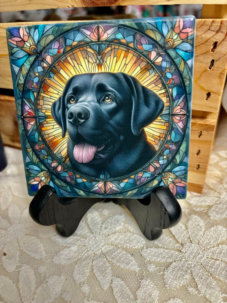 Stain Glass Charcoal Labrador AI Created - Etsy