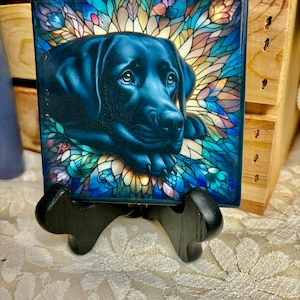 Stain Glass Charcoal Labrador AI Created - Etsy