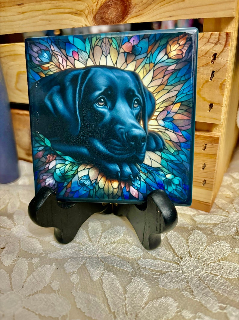 Stain Glass Charcoal Labrador AI Created - Etsy
