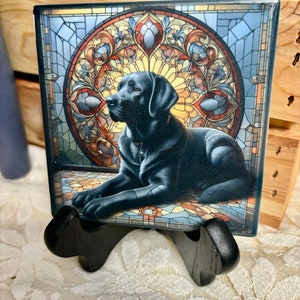 Stain Glass Charcoal Labrador AI Created - Etsy