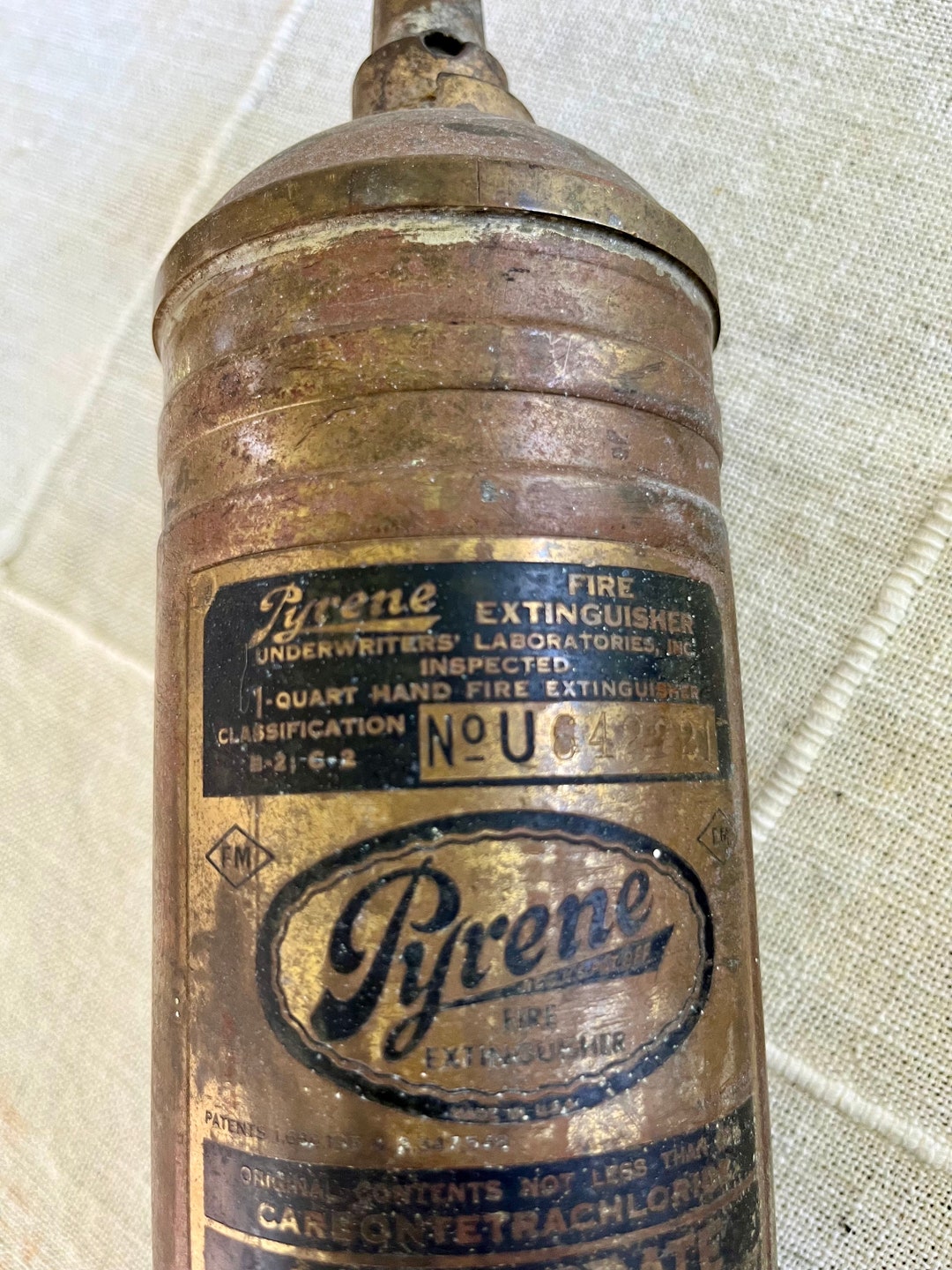 Vintage Brass Pyrene Fire Extinguisher - Etsy
