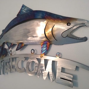Salmon Welcome Sign Stainless Steel Wall Metal Art - Etsy