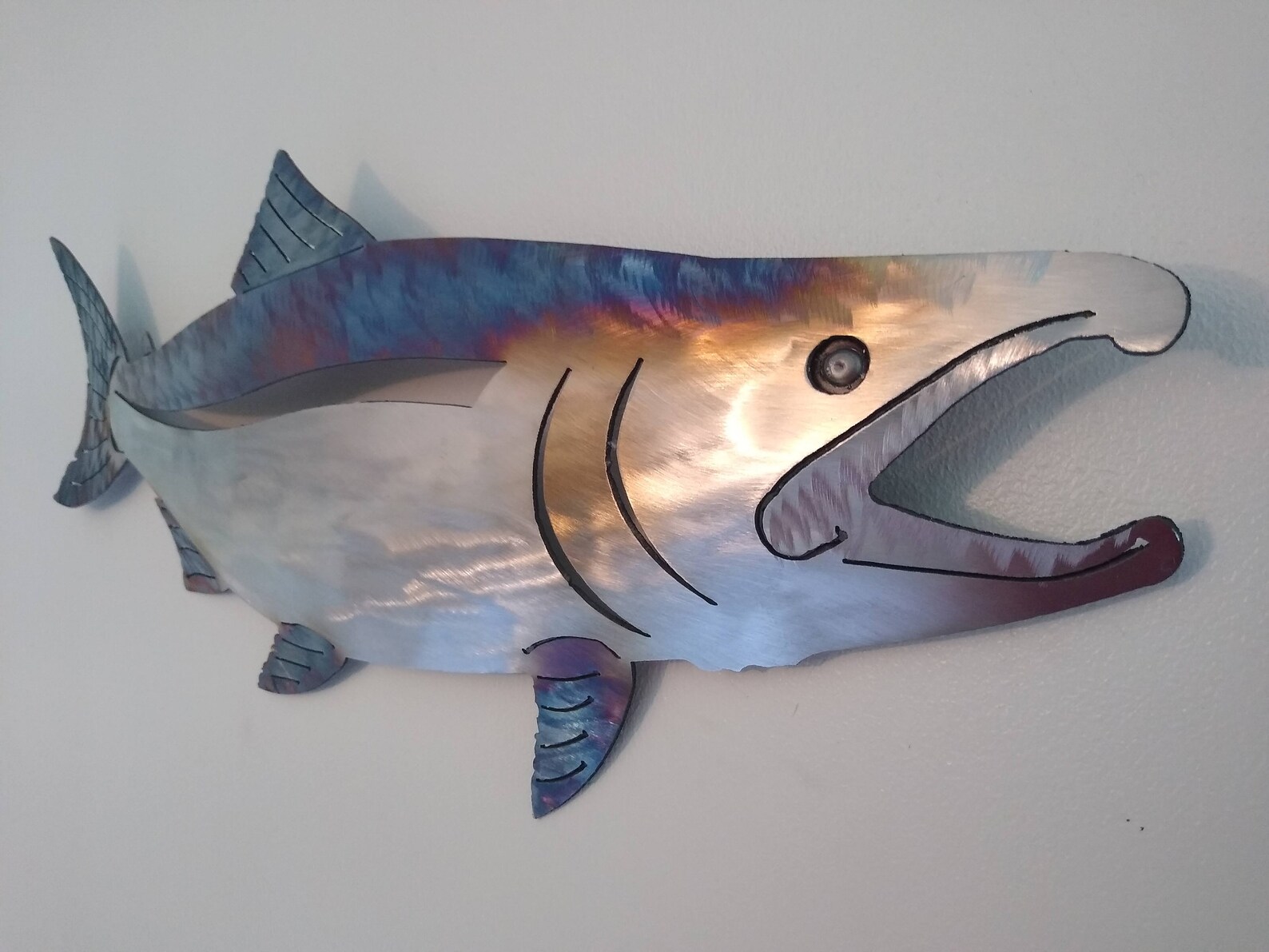 Salmon Wall Metal Art Medium | Etsy