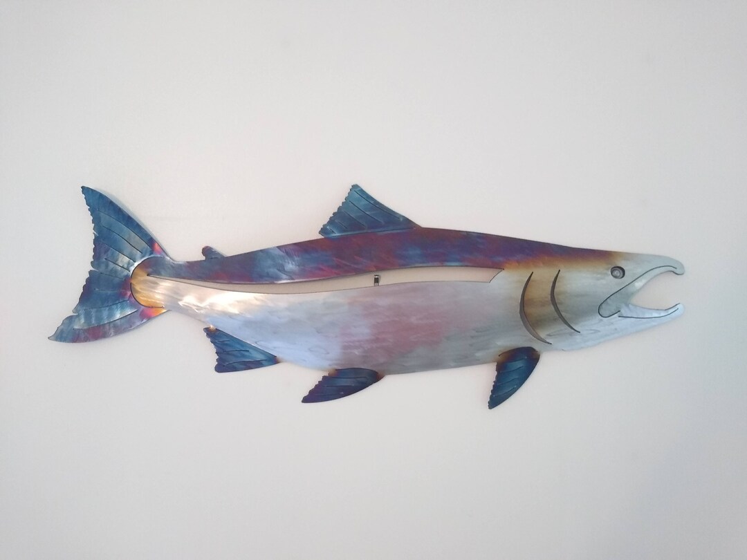 Salmon Wall Metal Art Large - Etsy