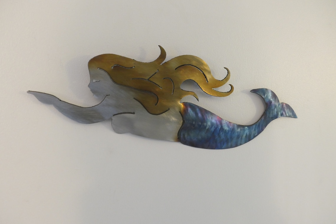 Mermaid Small Stainless Steel Wall Metal Art. - Etsy