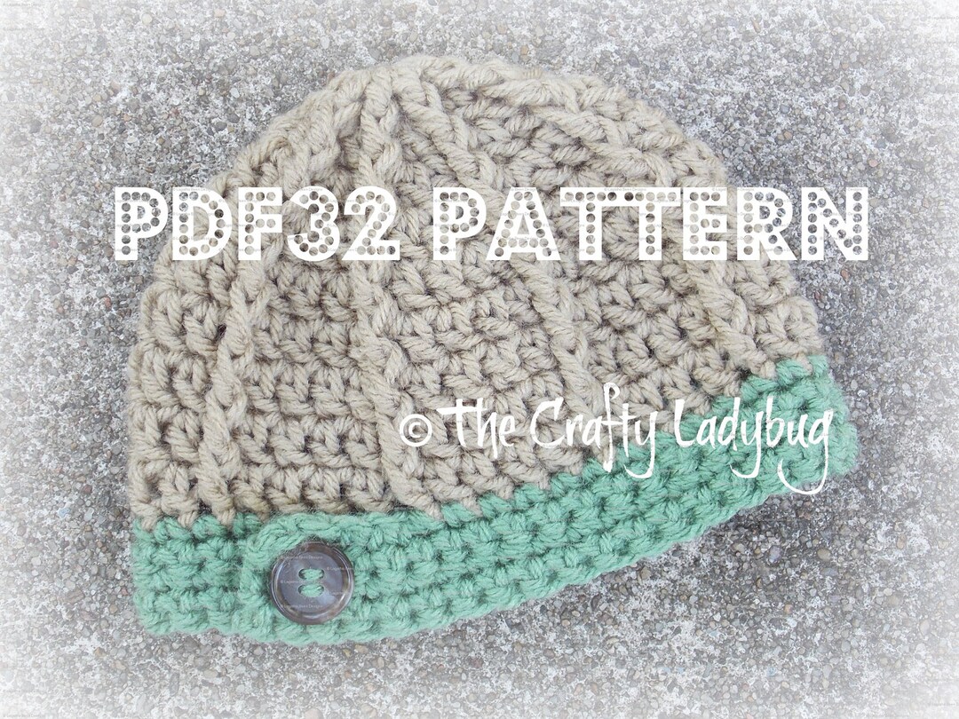 Button Band Textured Beanie Hat Pattern - Unisex Hat Pattern - PDF32 ...