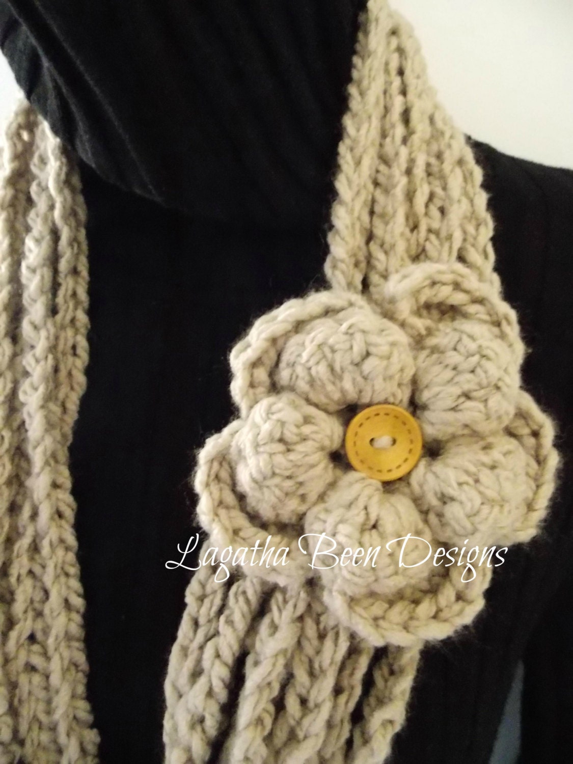 Chain Loop Flower Scarf Pattern PDF61 Instant Download | Etsy