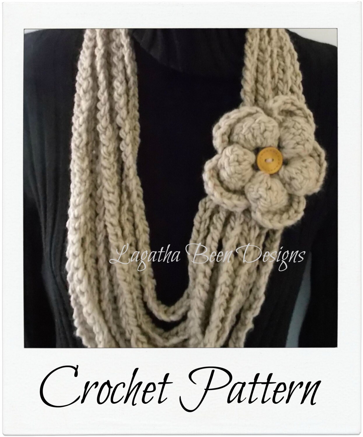 Chain Loop Flower Scarf Pattern PDF61 Instant Download | Etsy