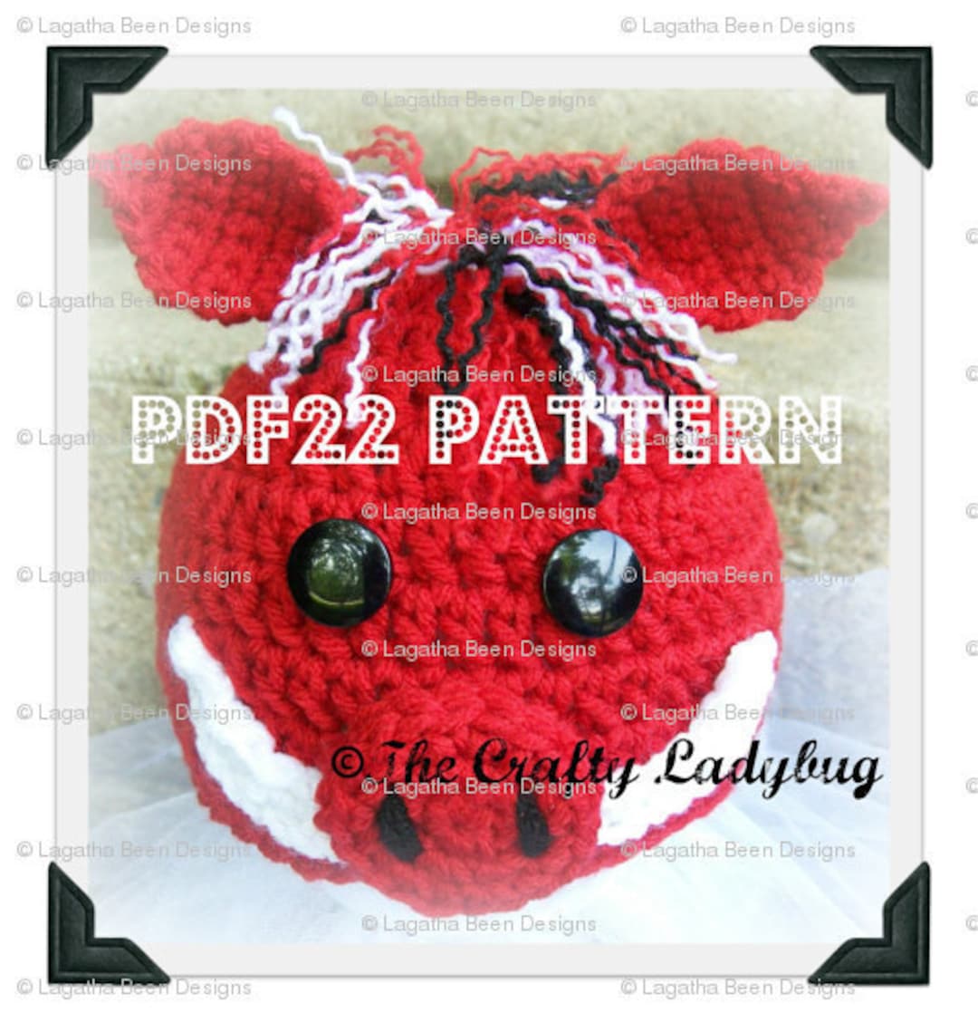 Razorback / Hog / Pig / Warthog Crochet Hat Pattern - PDF22 Digital ...