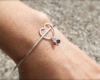 heart bangle bracelet sterling heart bangle bracelet 925 | Etsy