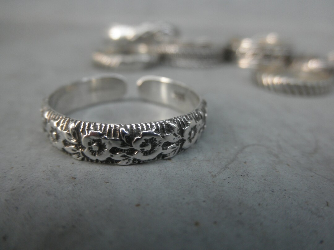 Flower Design Sterling Silver Cuff Ring - Etsy