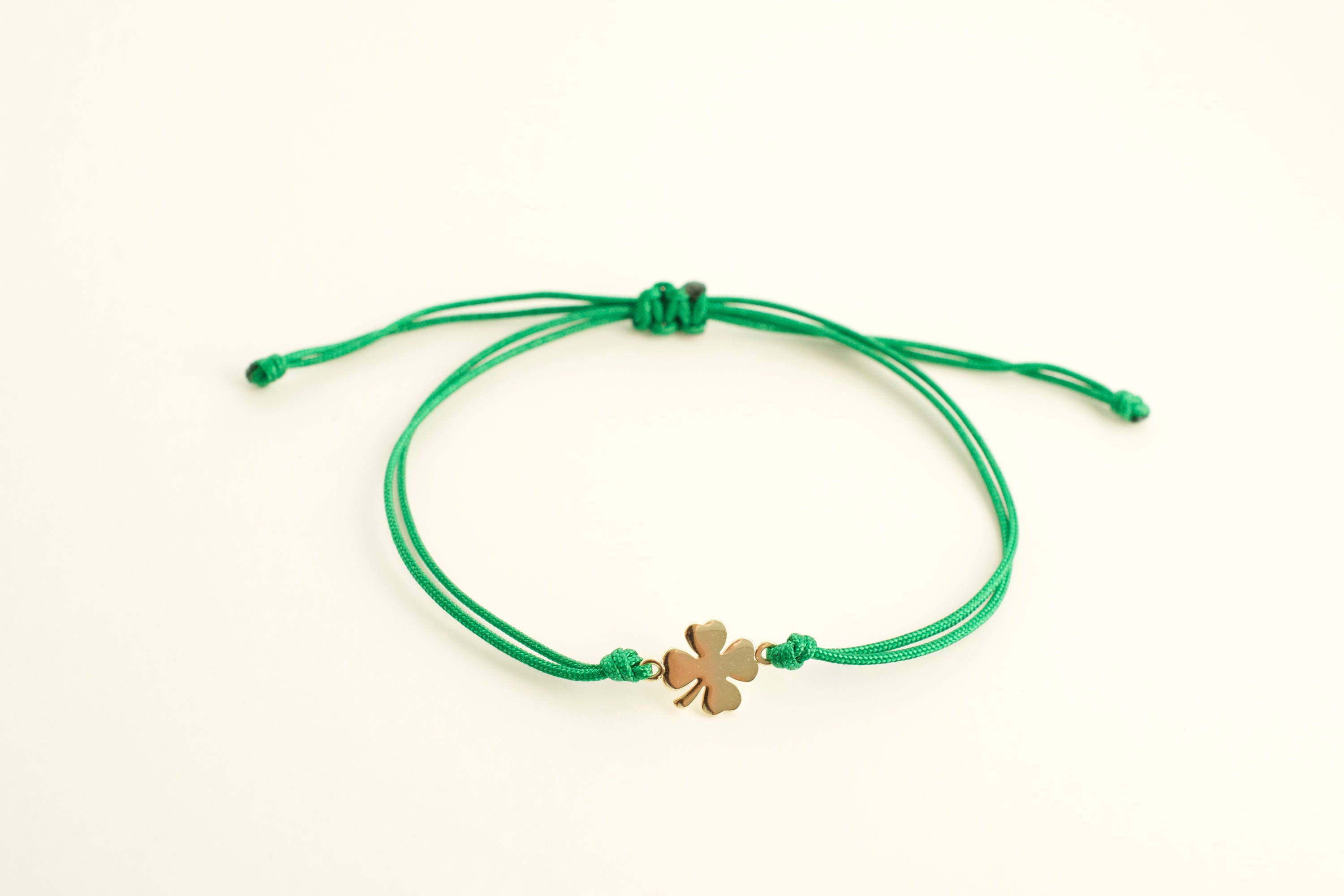 Lucky Clover Cord Bracelet Gold Clover Silver Clover - Etsy