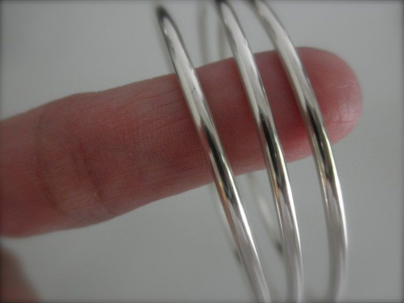 Set of 3 handmade sterling silver bangle bracelets | Etsy