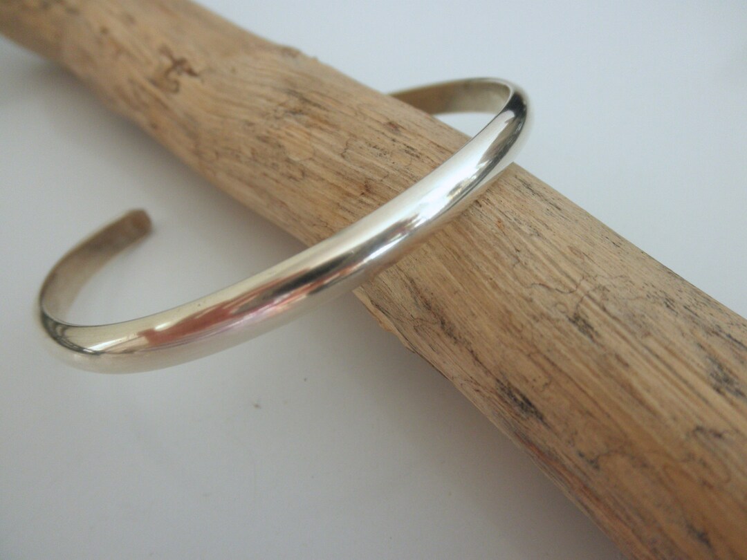Sterling Silver Cuff Bracelet -half Round Shape- - Etsy