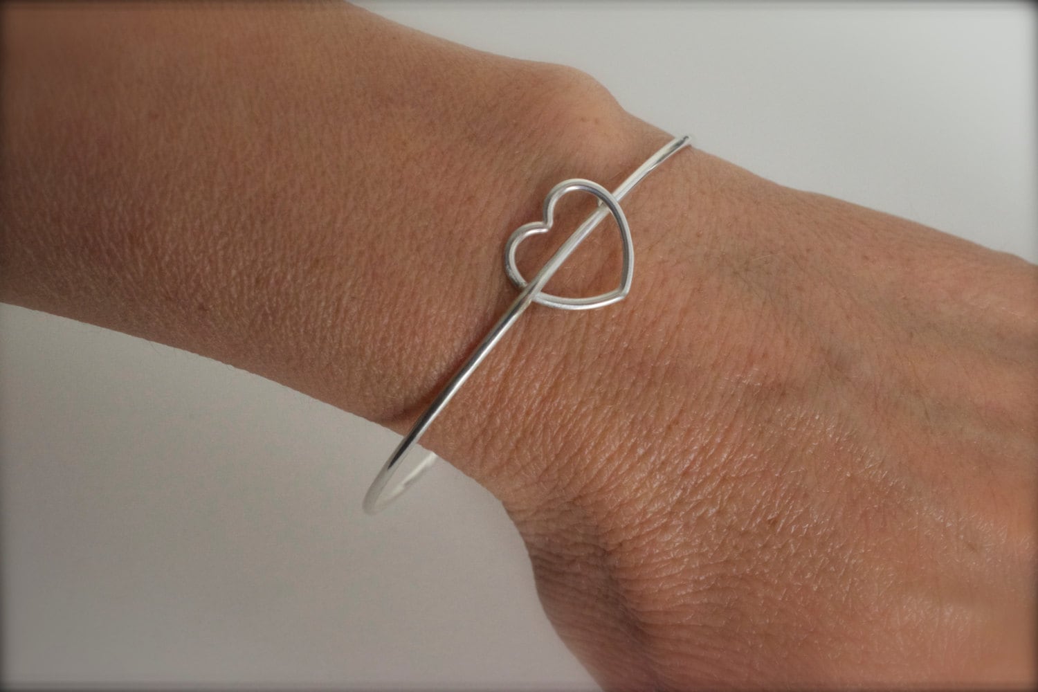 Heart Bangle Bracelet Sterling Heart Bangle Bracelet 925 - Etsy