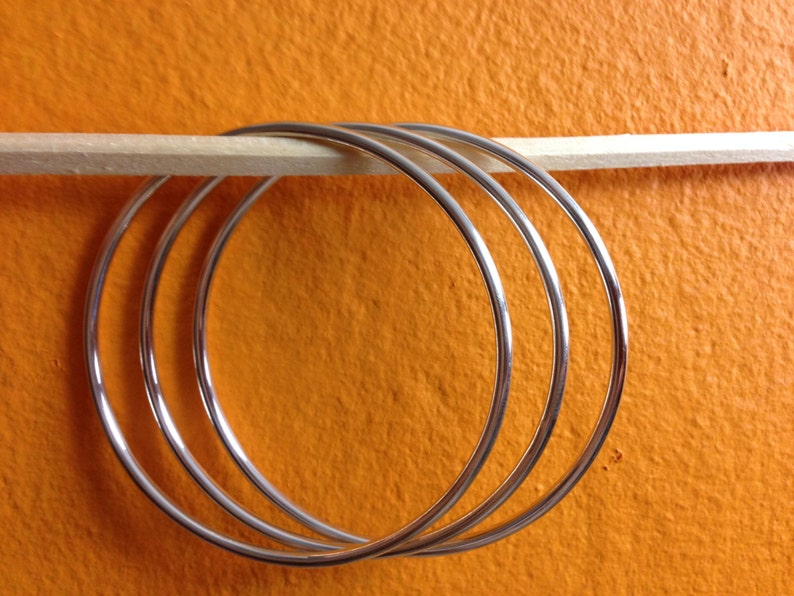 Set of 3 Handmade Sterling Silver Bangle Bracelets - Etsy