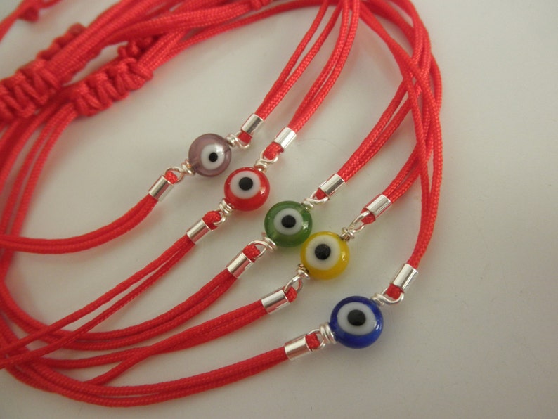 Tiny evil eye adjustable bracelet | Etsy