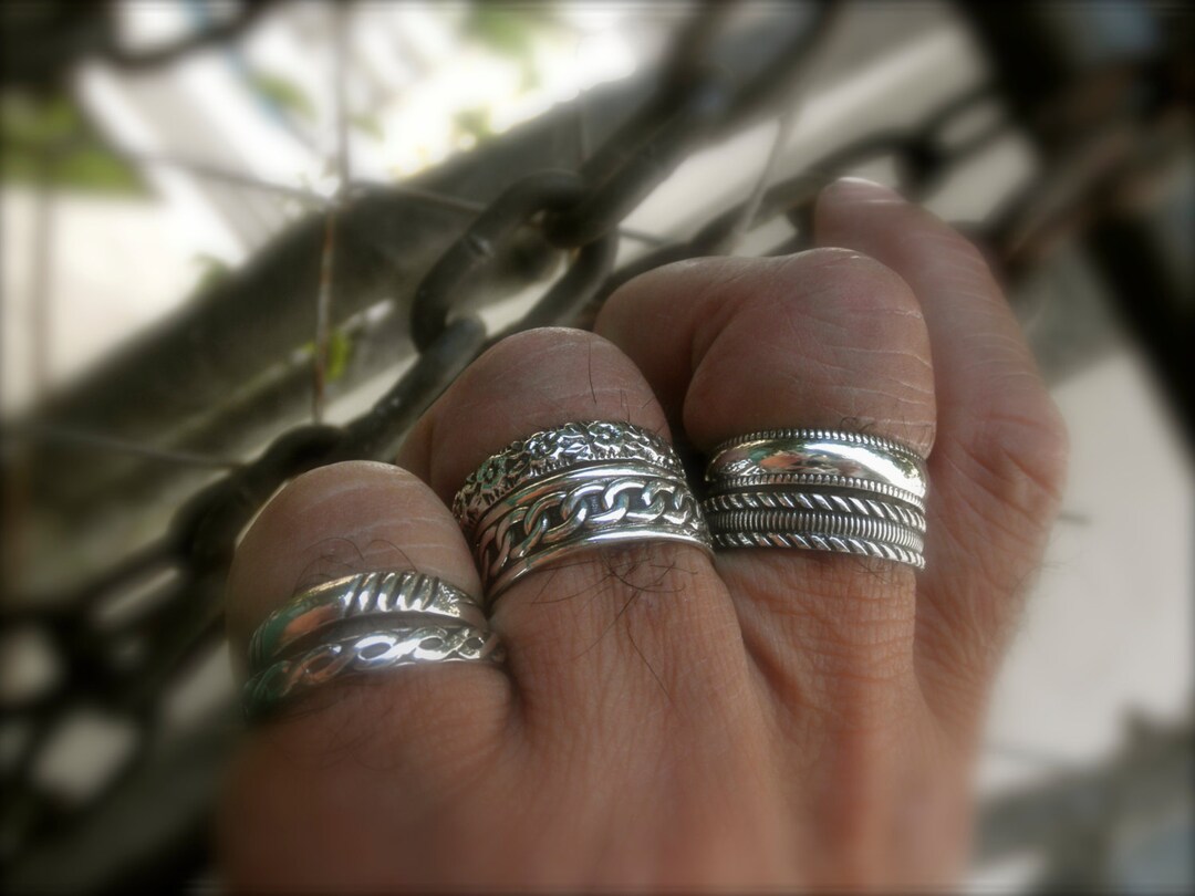 Set of 6 Sterling Silver Cuff Ring - Etsy
