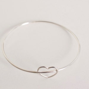 Heart Bangle Bracelet - Sterling Heart Bangle Bracelet - 925 Solid ...