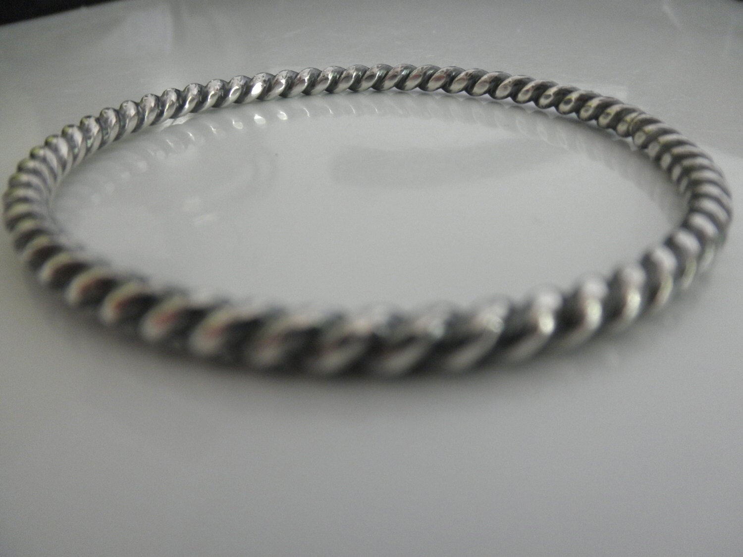 Sterling Silver Twisted Bangle Bracelet Solid 925 Sterling | Etsy