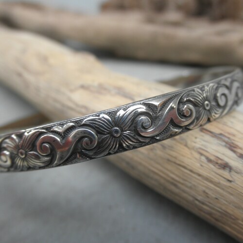 Set of 5 Sterling Silver Pattern Bangle Bracelet Pattern - Etsy