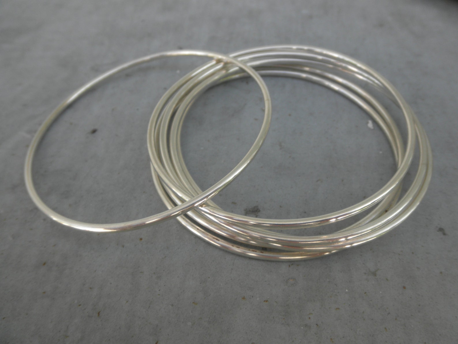 Set of 7 Handmade Sterling Silver Bangle Bracelets - Etsy