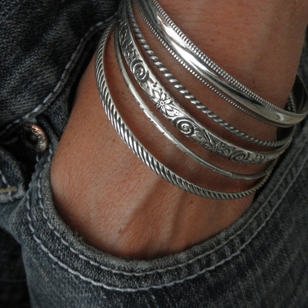 Sterling Silver Bangle Bracelet Set - Etsy